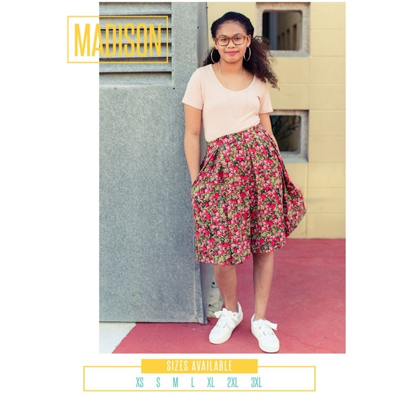 LuLaRoe | Skirts | New Lularoe Red Foil Print Madison Skirt E3 | Poshmark